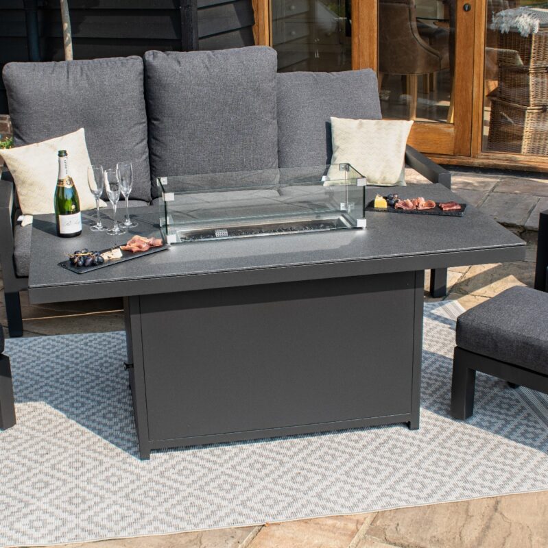 Aluminium Fire Pit Dining Table – PergolaPlus outdoor living and shade ...