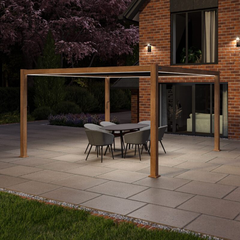 Como 4m x 4m Frame Only Pergola – Wood Effect – PergolaPlus outdoor ...