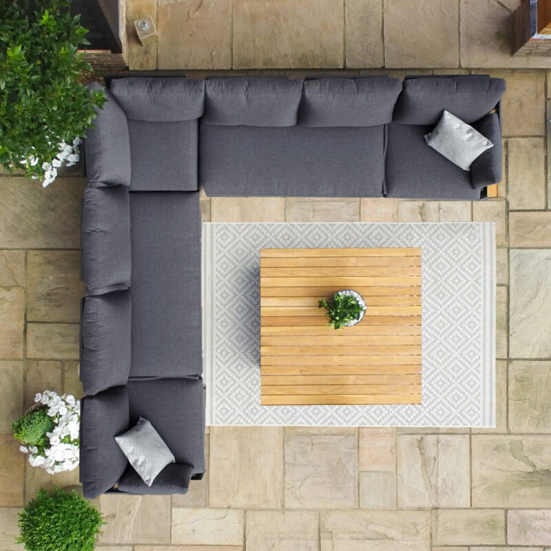 Large Aluminium Corner Group with Teak Coffee Table – Charcoal ...